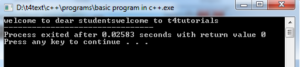 Basic Program in C++ – T4Tutorials.com