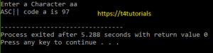 ASCII code Program in C++ (C Plus Plus) – T4Tutorials.com