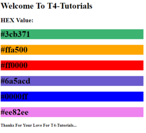 All about colors in HTML and CSS – T4Tutorials.com