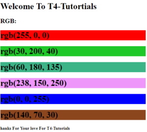 All about colors in HTML and CSS – T4Tutorials.com