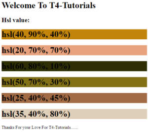 All about colors in HTML and CSS – T4Tutorials.com