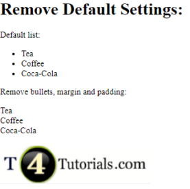 Remove Default Settings in HTML and CSS – T4Tutorials.com