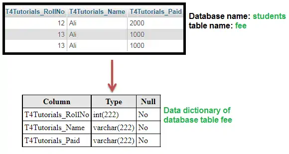 Data Dictionary In DBMS T4Tutorials